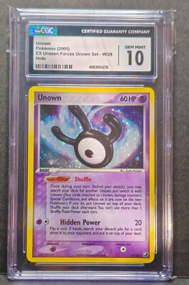 2005 Pokémon EX Unseen Forces Unown Set - Unown W/28 - Holo - CGC GEM ...