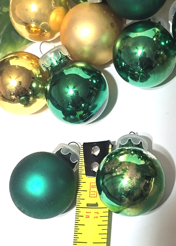 vtg Mercury Glass Christmas Ornaments Green Gold Shiny Matte 20 st ...