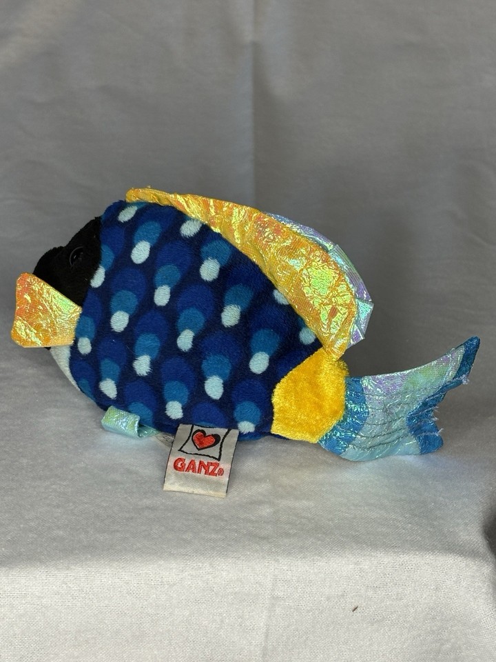 Ganz Webkinz Blue Yellow Shimmery Trigger Fish Plush Stuffed Animal 8 ...