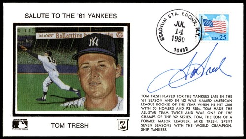 Tom Tresh Signed First Day Envelope AUTO '90 Cachet NY Yankees MLB 1962 ...