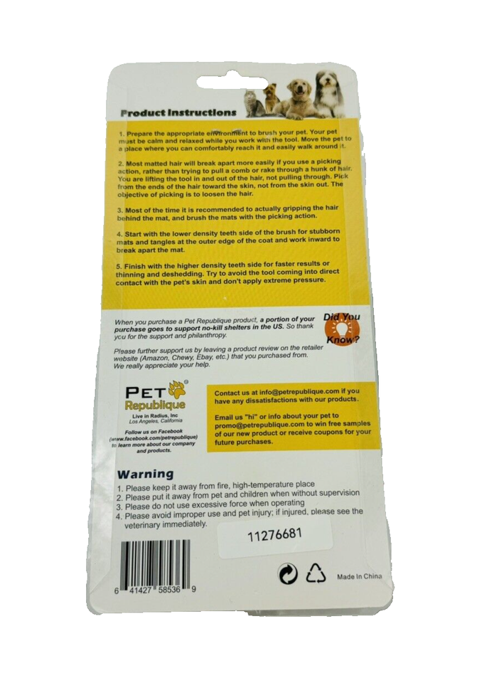 Dog Hair Dematting Tool Rake Comb – Mat Splitters for Dogs Cats ...