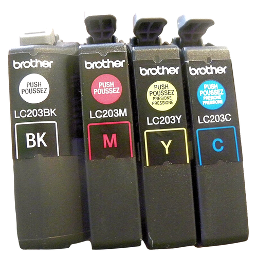 Brother Printer Empty Ink Cartridges Set of 4 LC203 Black Magenta ...