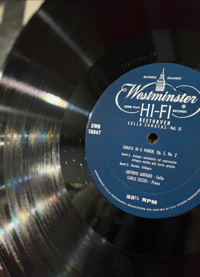 Rare Lp JANIGRO CARLO ZECCHI BEETHOVEN VOL2 WESTMINISTER XWN 18347 US ...