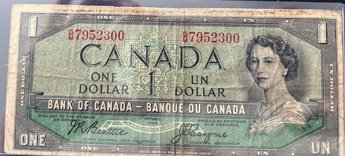 1954 Canadian 1 Dollar Bill Queen Elizabeth, Circulated | eBay