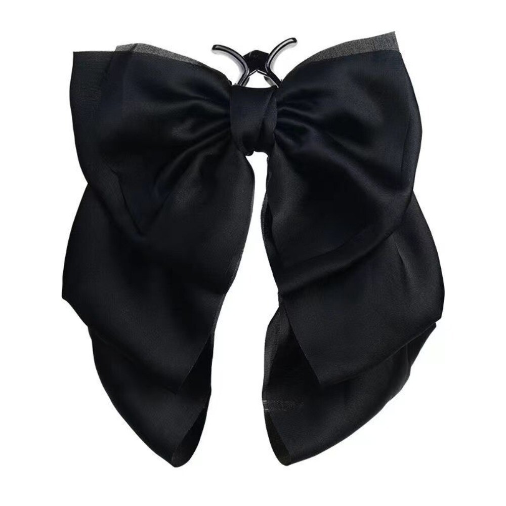 Tulle Cloth Bow Ribbon Hair Clip Black Hair Hook Hair Ribbons Women ...