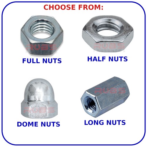 NUTS M3 M4 M5 M6 M8 M10 M12 M16 FULL HALF DOME LONG NUT TO FIT METRIC ...