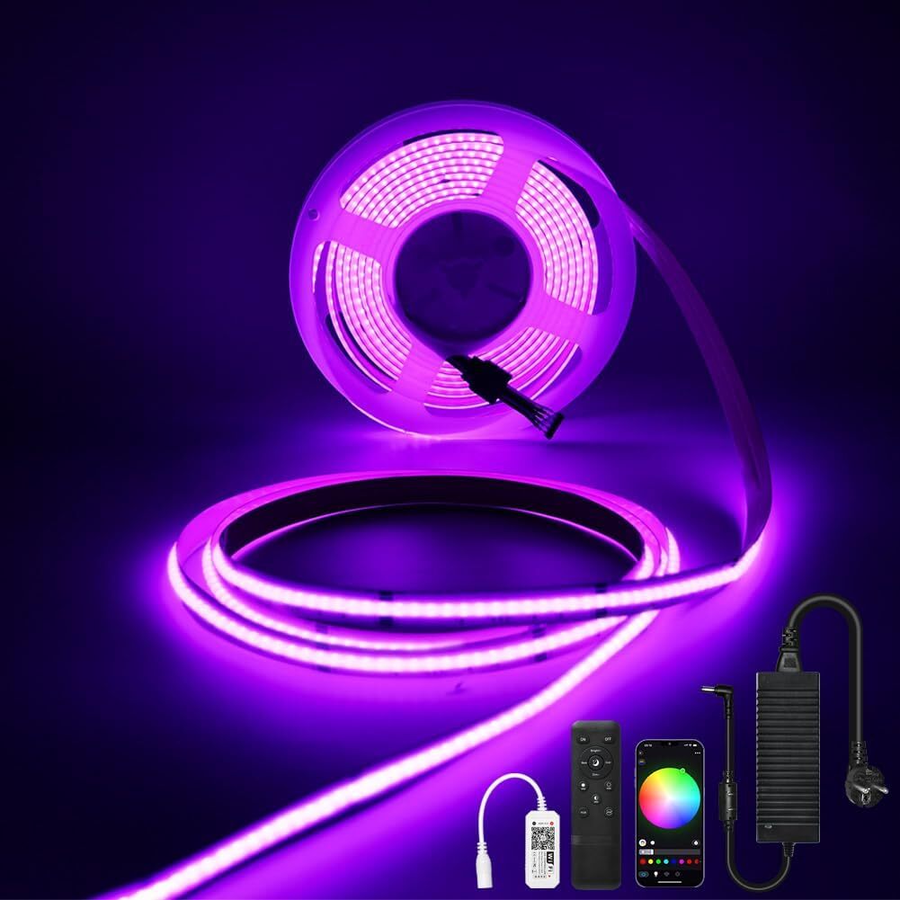 10m/32.8FT RGB COB LED Strip Lights Kit 576LEDs/m WIFI APP Control High ...