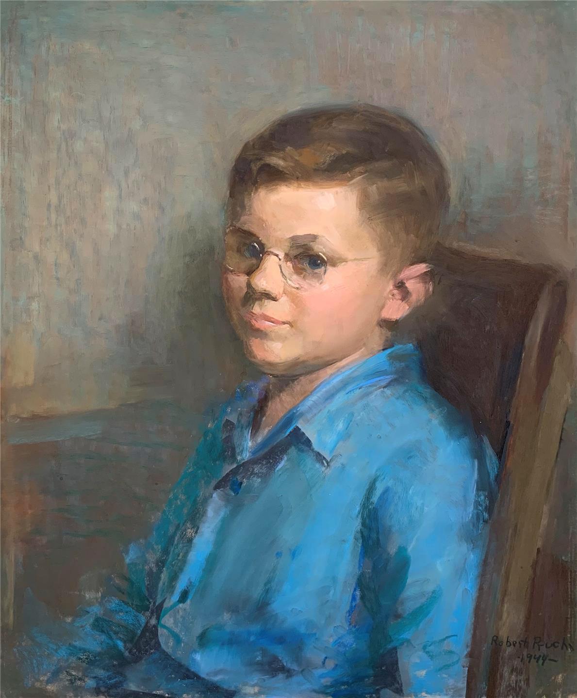 Robert Prucha (Chicago, Illinois) -Pastel Portrait of Young Boy w ...