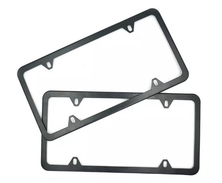 2PCS SLIM BLACK STAINLESS STEEL LICENSE PLATE FRAME SCREW CAP /SLIM 4 ...