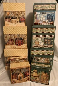 LANG BOB'S DECORATIVE BOXES - S/4 - 9",8" 7", & 6" SQ - CHOOSE FROM ...