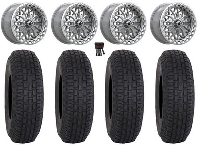 MSA Bolo Beadlock 15" Wheels Silver +38mm 35" RR600 Tires RZR Turbo S ...