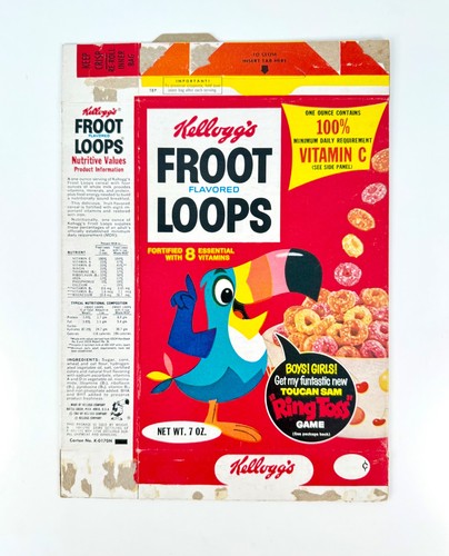 Vintage 1972 Kelloggs Froot Loops Cereal Box Hasbro Ring Toss Toy ...