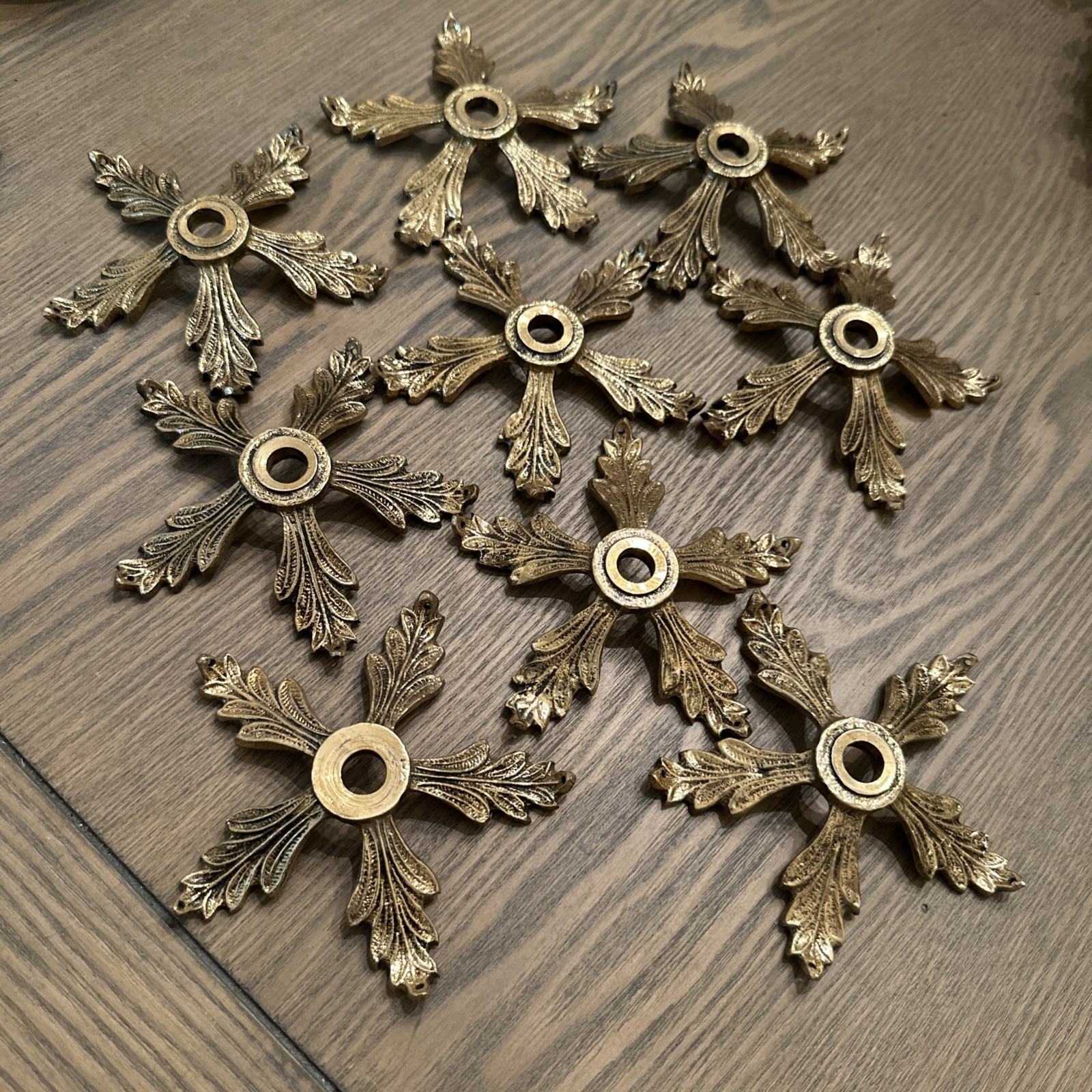 9 Fancy Decorative Brass 5 Hole 4 Inch Bobeche Chandelier Lamp Part ...