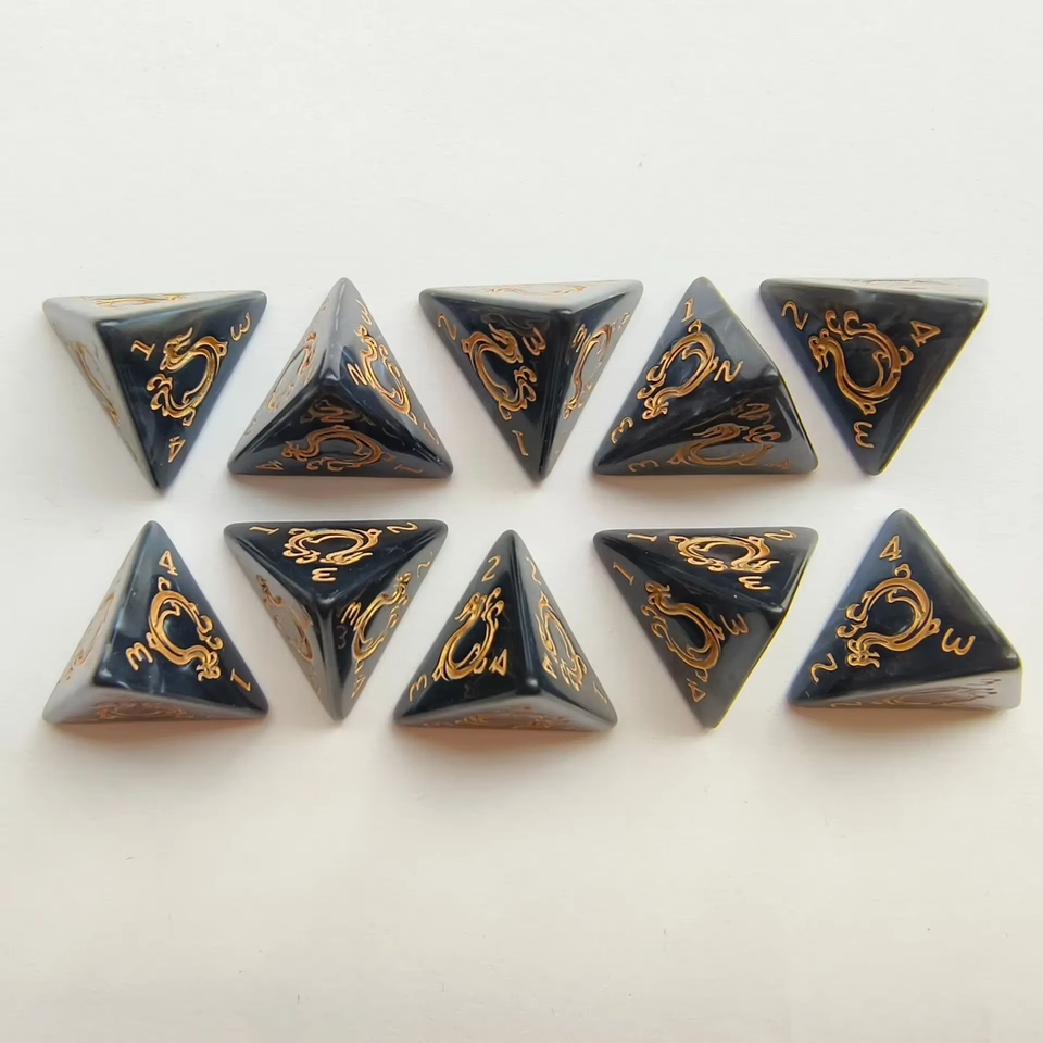 10Pcs/Set Fashion Dragon Pattern Number Dice Kit Red Green Blue Gold ...