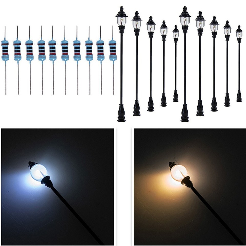 10pcs/set Model Railroad Train OO/HO Scale Lamp Posts Led Street Light ...