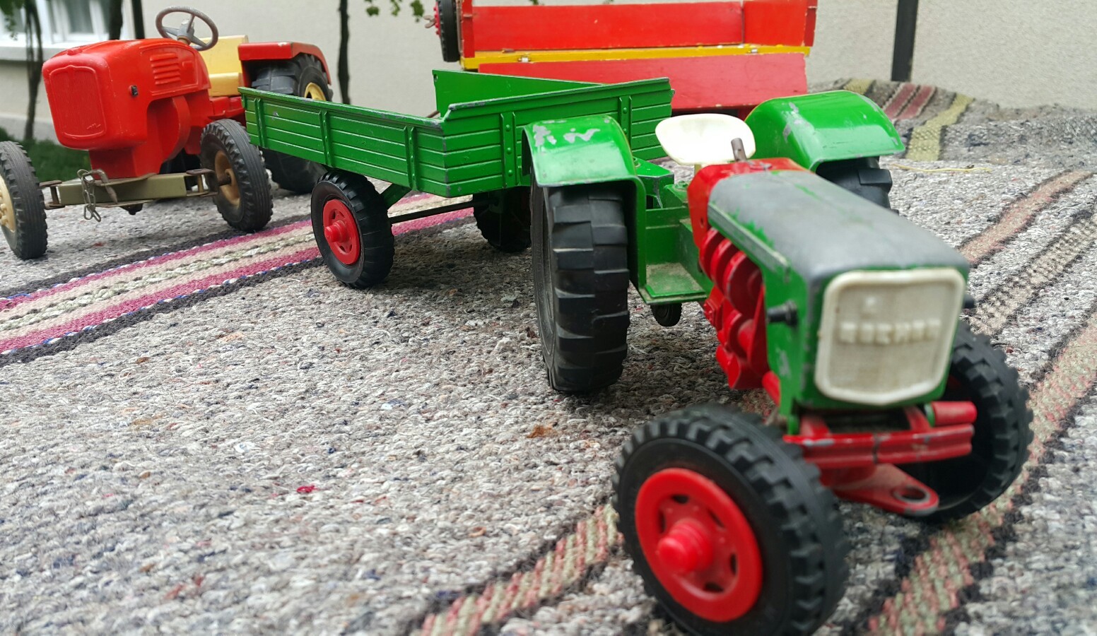 VINTAGE TRACTOR & TRAILER TOY WESTERN GERMANY D.B.G.M M.S. FAVORIT DDR ...