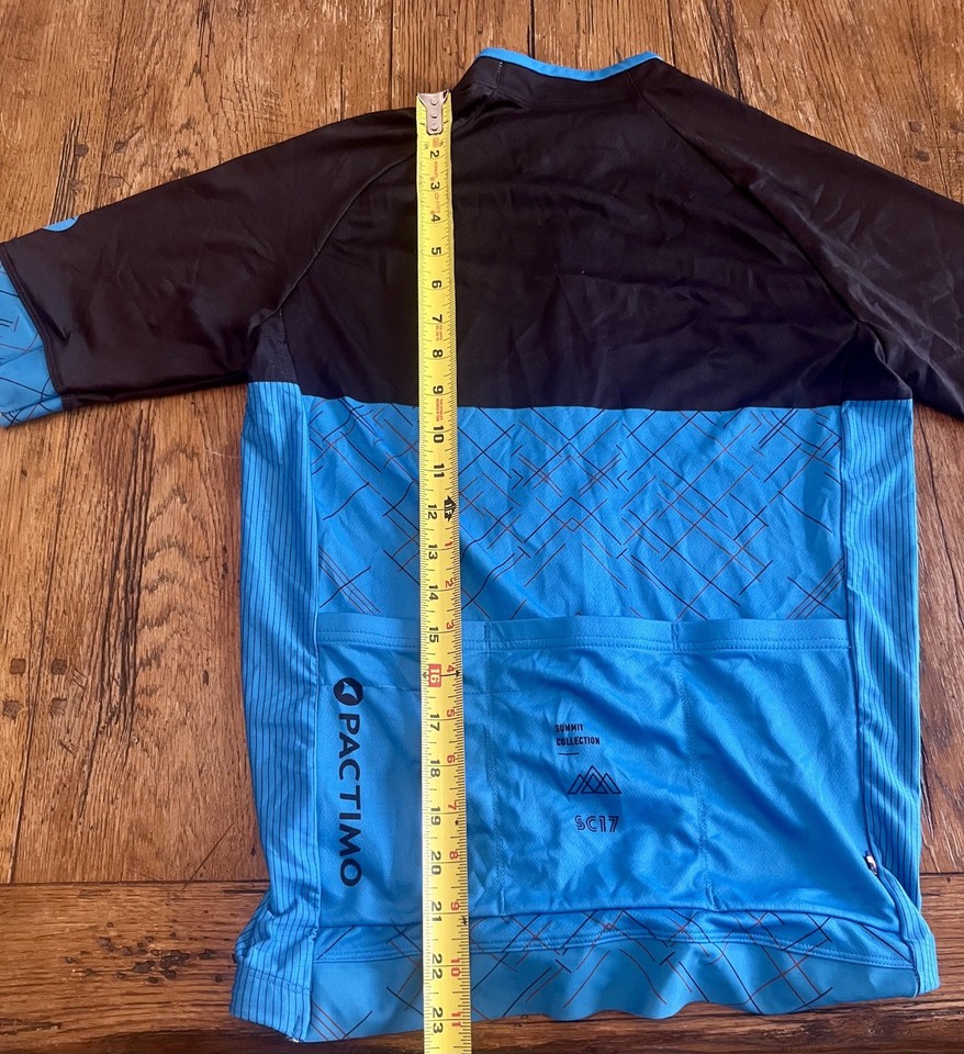 Pactimo Men's Medium cycling Jersey Blue, Black Sleeves Full Zip summit ...