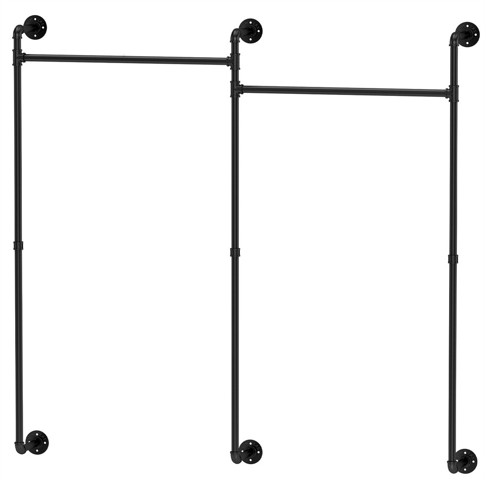 81 In Industrial Pipe Clothes Rack Wall Hanging Rod Rail Wardrobe ...