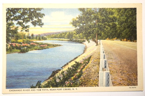 Chenango River and Tow Path Near Port Crane NY Postcard | eBay
