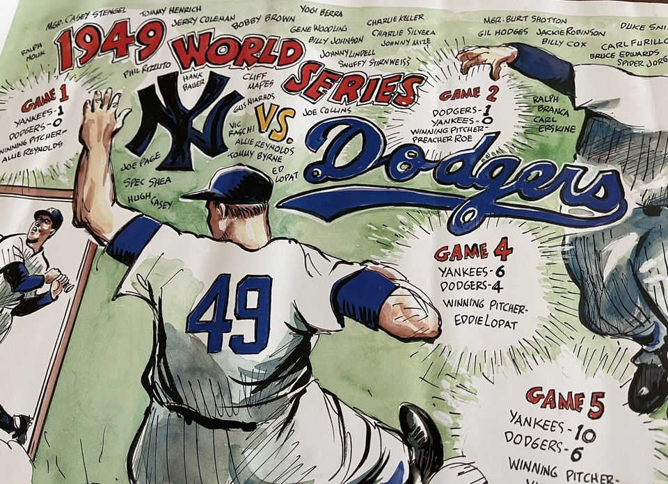 Rare Print: Bill Gallo Cartoon 1949 World Series Yankees Brooklyn ...