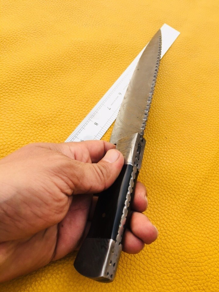 CUSTOM HAND MADE DAMASCUS STEEL SHEFF KNIVES WITH LEATHER COVER. | eBay