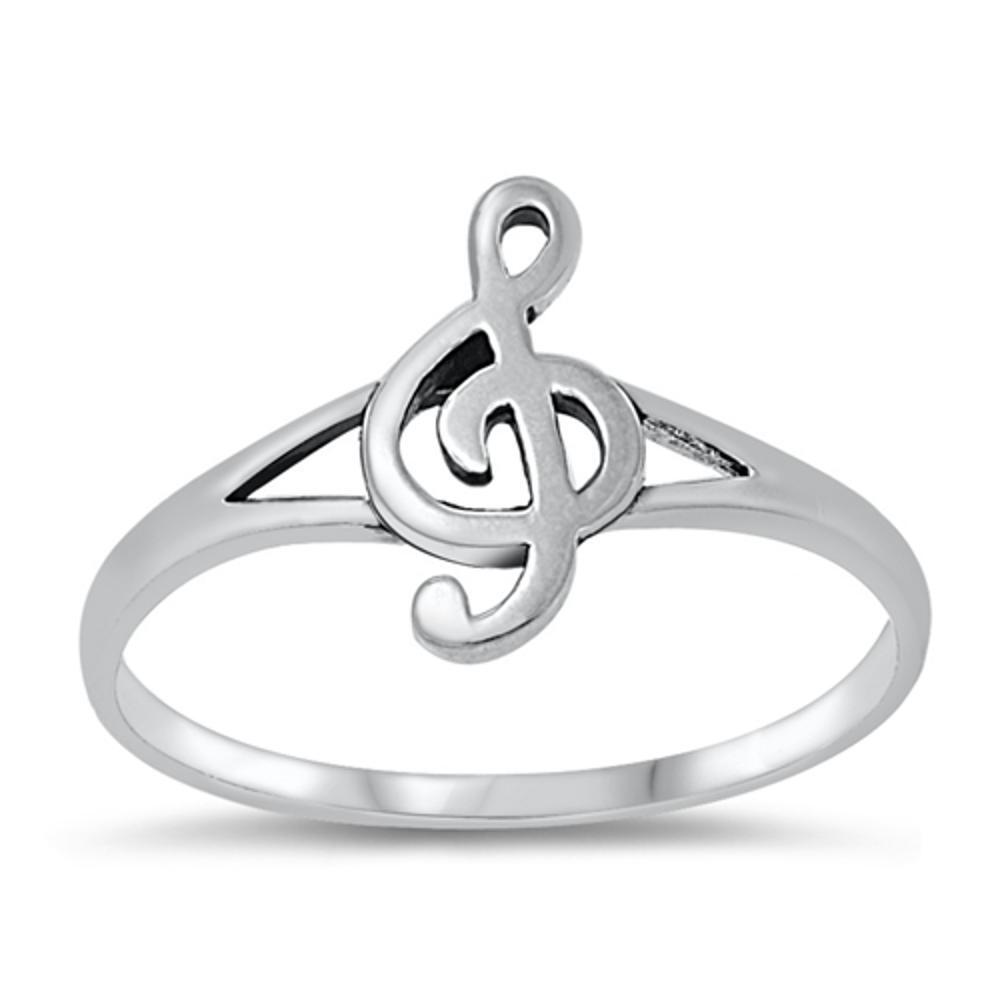 Sterling Silver Woman's Treble Clef Note Music Singing Ring Band 12mm ...