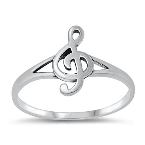Sterling Silver Woman's Treble Clef Note Music Singing Ring Band 12mm ...