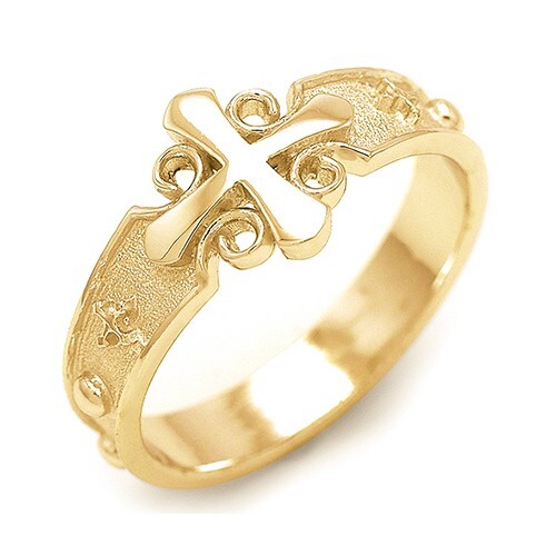 Rosary Ring PR02 10K Real Solid Gold Catholic Christian Ring (US 4 ~ 11 ...