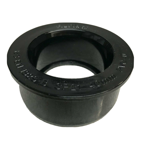 Black 62mm x 40mm (43mm) Glued Boss Pipe Adapter Reducer Fits Polypipe ...