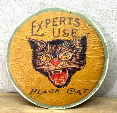 Black Cat Wood used Sign Firecrackers Pyrotechnics Sign July 4th Round ...