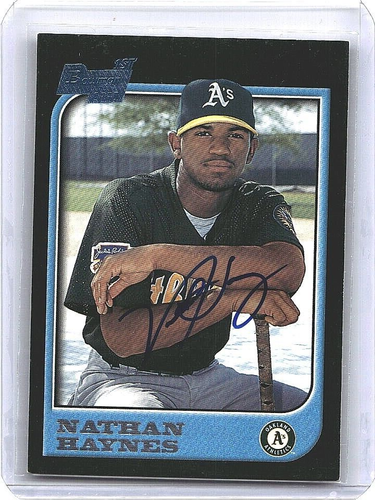 NATHAN HAYNES 1998 BOWMAN AUTOGRAPHED SIGNED #428 OAKLAND A'S FAST SHIP ...