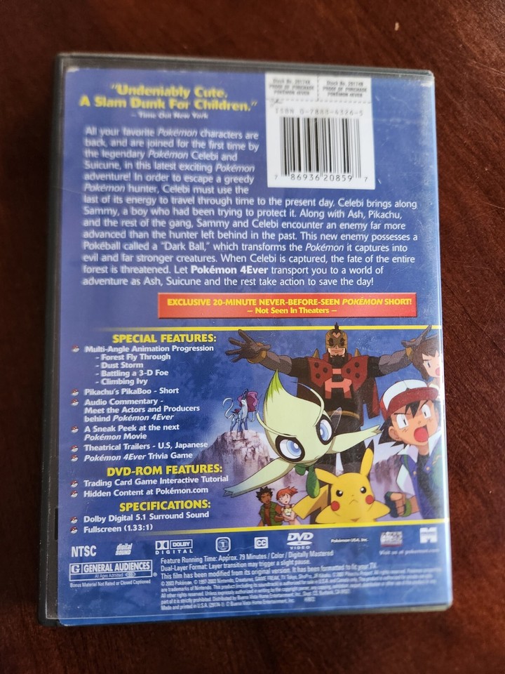 Pokemon 4Ever (DVD, 2003) Ash Ketchum PIKACHU 786936208597 | eBay
