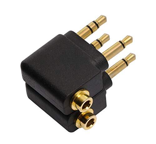 2pcs Dual 3.5mm Male To 3.5mm Female Airplane Airline Flight Adapters ...