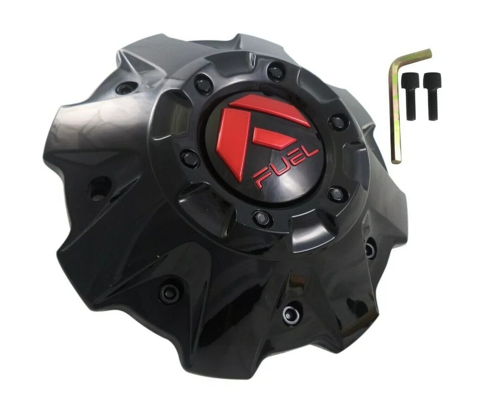 Fuel Wheels Gloss Black / Red Wheel Center Cap # 1001-63GBQ (4 CAPS) 5/ ...