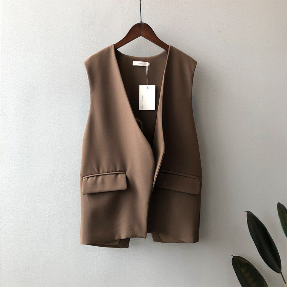 Lady Blazer Waistcoat Gilet Tank Tops Jacket Sleeveless Coat Slit ...