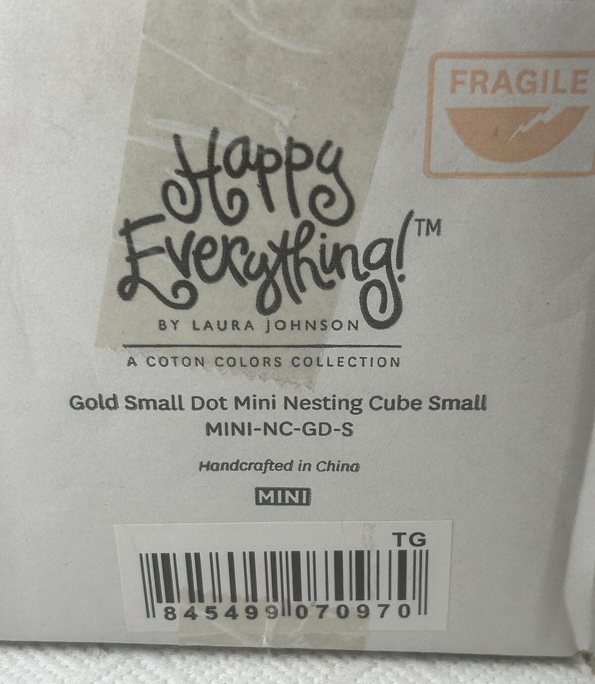 NOB Happy Everything! Coton Colors Gold Small Dot Mini Nesting Cube ...