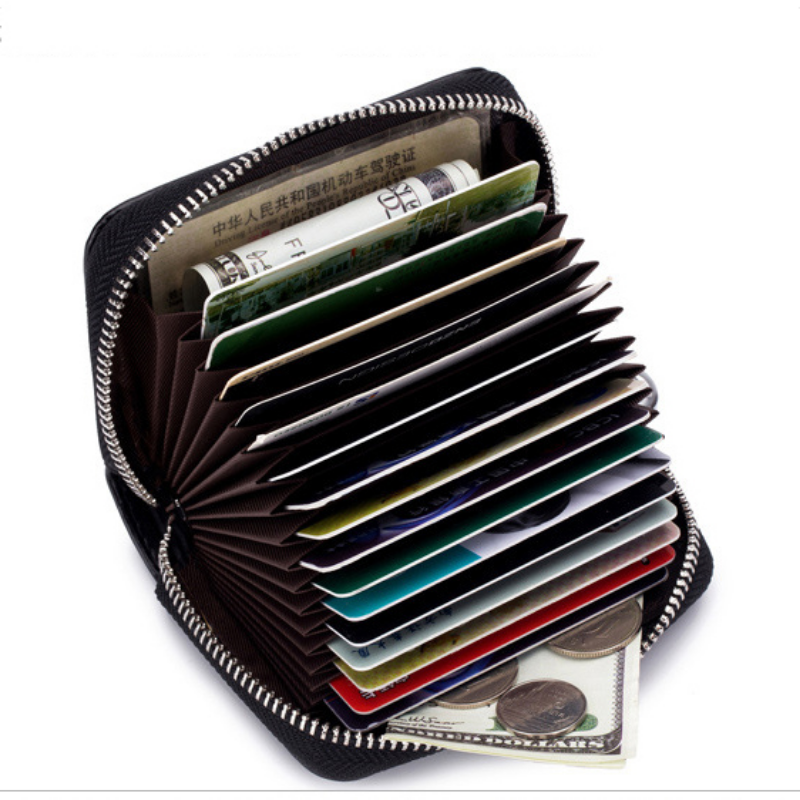 RFID-Blocking Women Leather Wallet Purse Small Credit Card Holder Zip ...