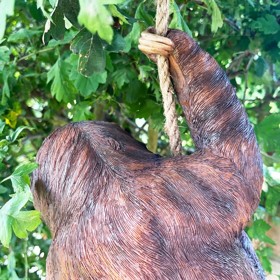 Climbing Sloth Sculpture Tree Hanging Garden Animal On Rope Ornament ...