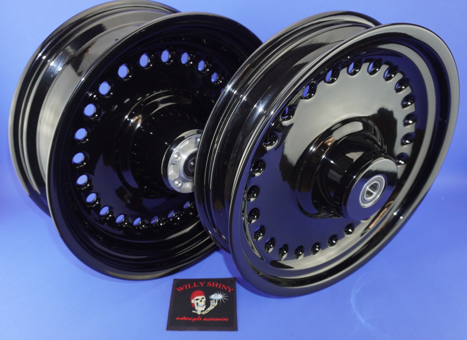 HARLEY 2007 FAT BOY WHEELS IN GLOSS BLACK POWDER COAT EXCHANGE PROGRAM ...