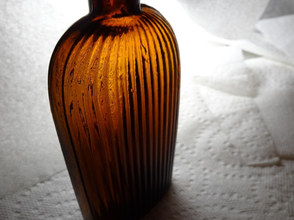 antique liquor flask bottle Ribbed (copper-amber?) (6in.) | eBay