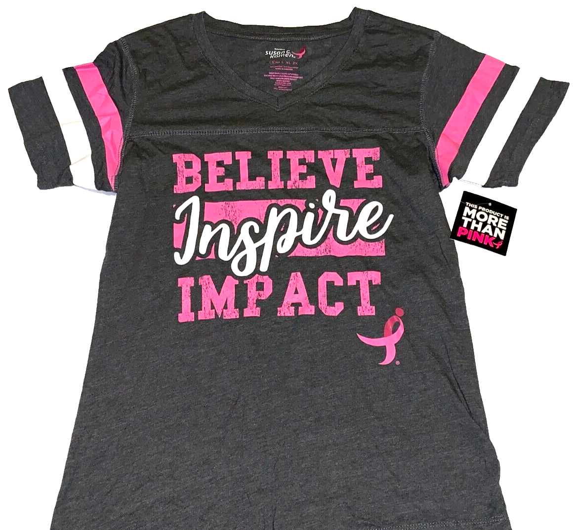 Susan G Komen Breast Cancer Believe Inspire T-Shirt Ladies Womens New ...