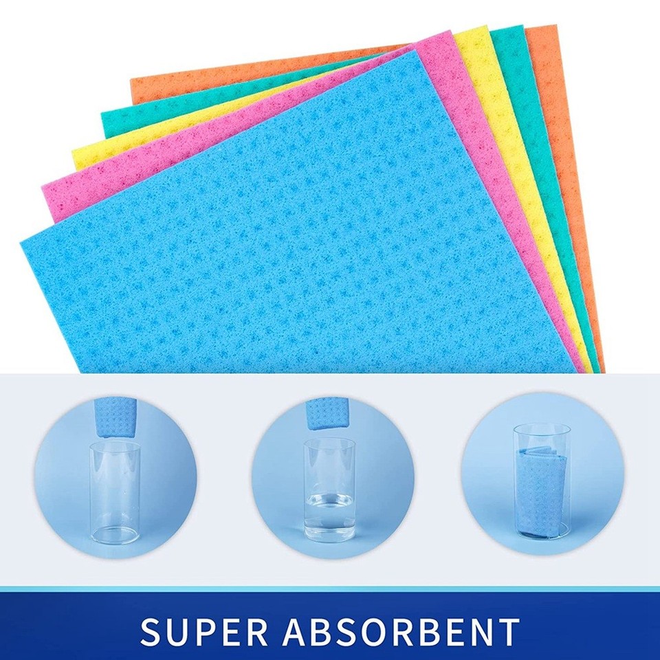 Cellulose Sponge Cloth for Kitchen, Absorbent Cleaning Cloth, Multi ...