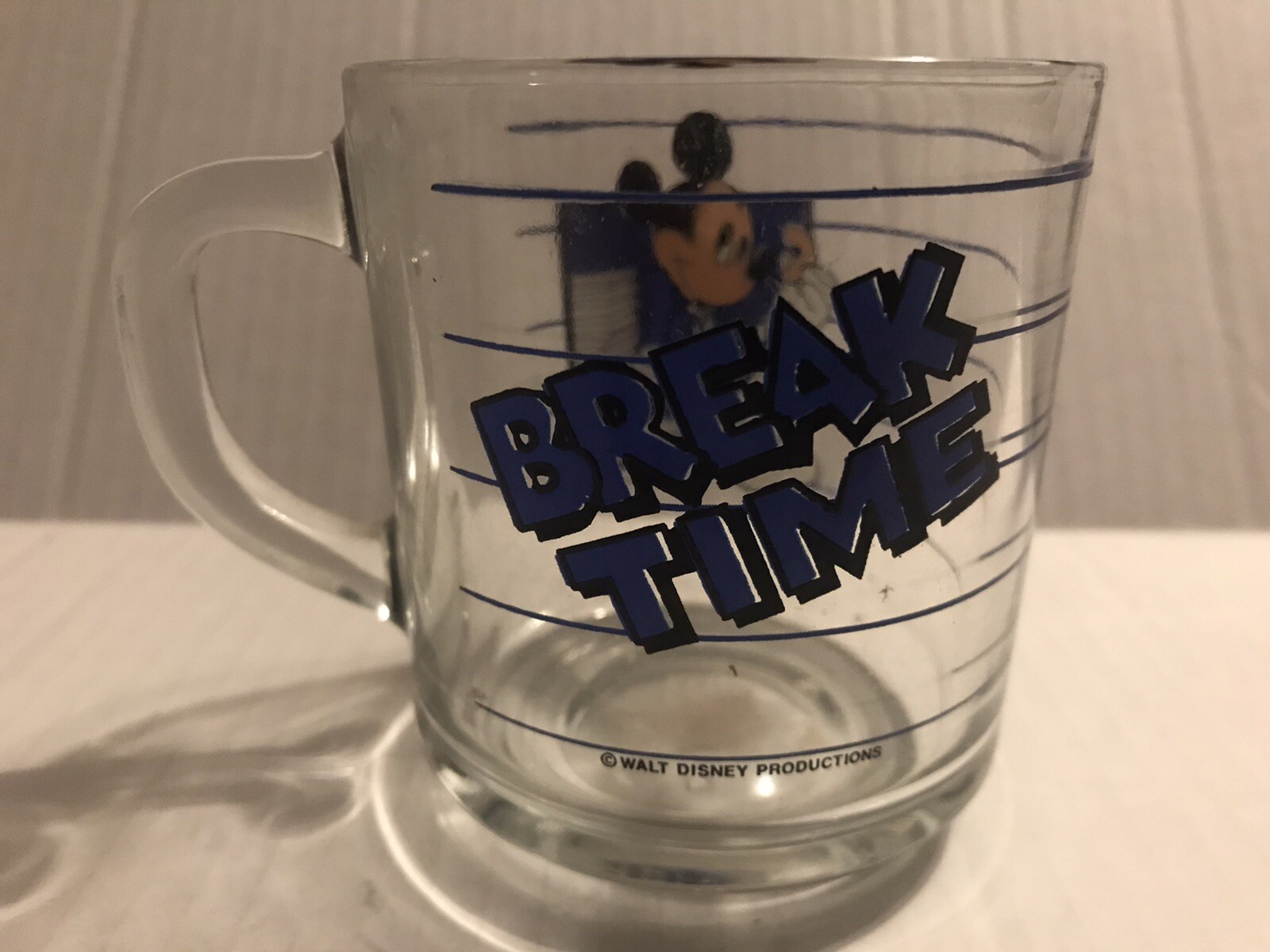 Vintage Mickey Mouse Break Time Clear Mug | eBay