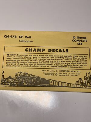 Champ Decals O Scale CN-478 Canadian Pacific CP Rail Caboose NIP | eBay