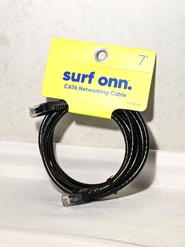 Surf ONN CAT6 Networking Cable 7' Black NEW | eBay