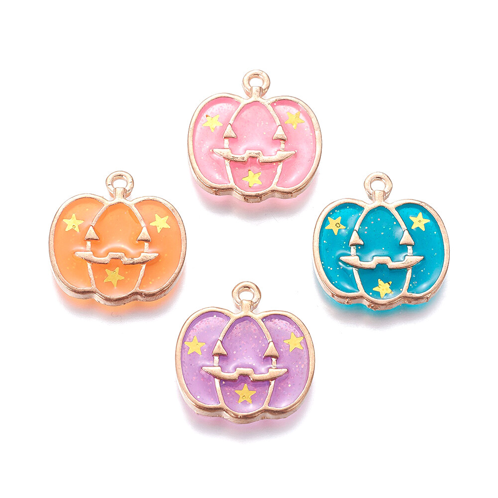 50pc Alloy Enamel Pumpkin Pendants Mini Cute Charms For Jewelry Making ...
