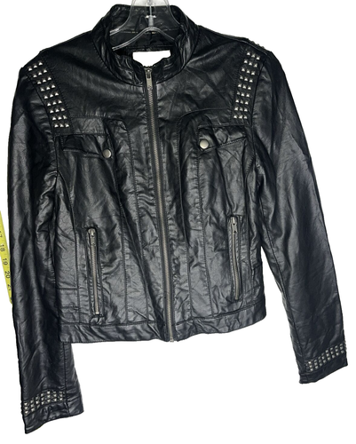 Vintage Faux Leather / Non-Leather Jacket Women's Small, Metal Studs ...