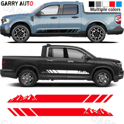 2x Mountain stripe Graphics Car Door Side Skirt Sticker For Car SUV MPV ...