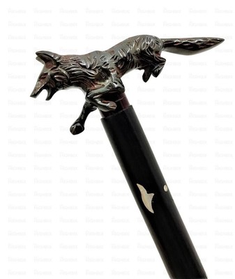 Brass Wolf Handle Wooden Walking 3 Fold Black Stick Cane Handmade ...