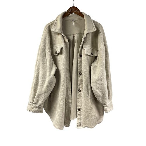 Free People Ruby Jacket Gray Large Shacket Fleece Cozy Warm Cuddly | eBay
